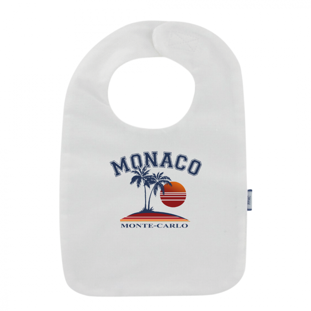 Baby Bib Monaco Palm Trees White - Monaco Addict