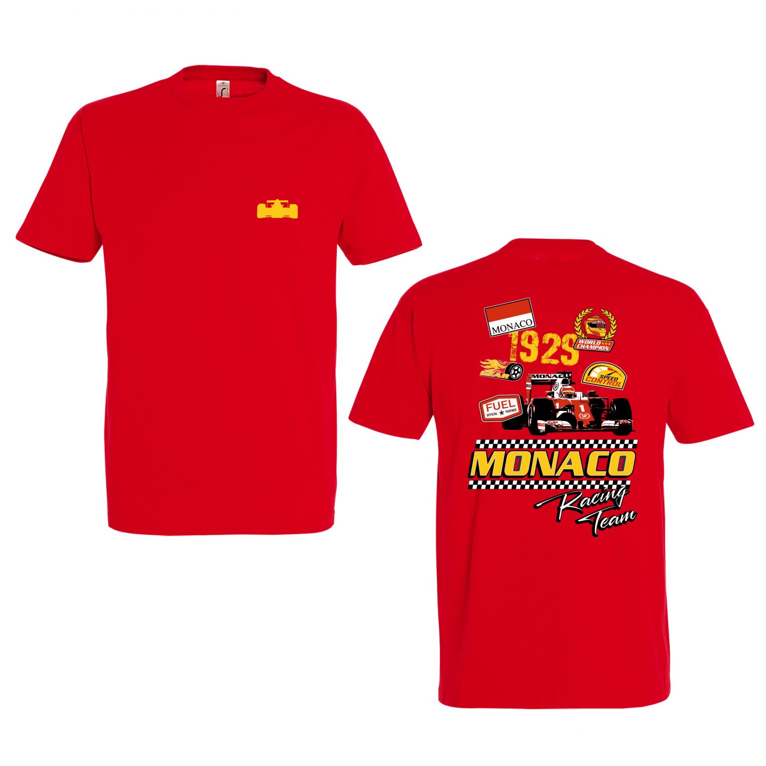 Men T-Shirt Monaco Fuel Red Double Face - Monaco Addict